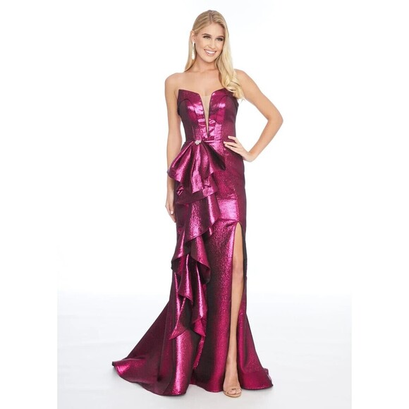 Ashley Lauren | Dresses | Nwt Ashley Lauren 699 Gown Metallic Ruffle ...